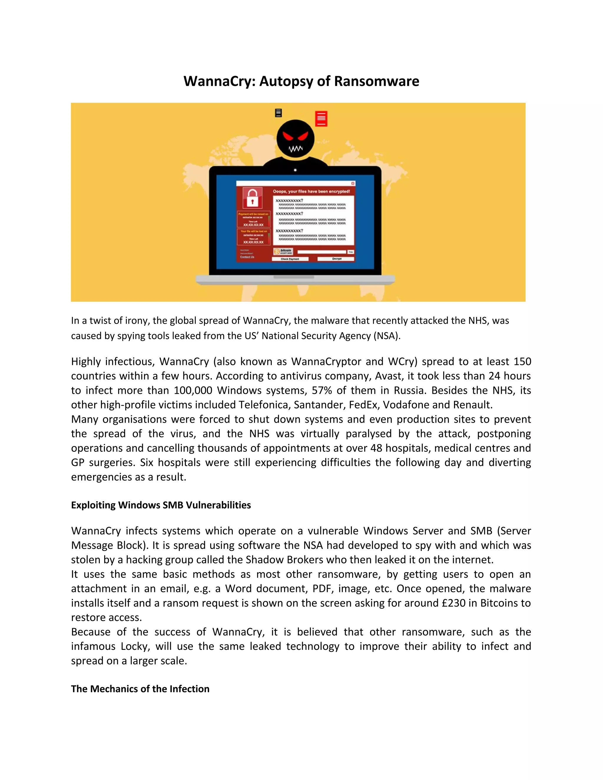 WannaCry: Autopsy of Ransomwar | DOC