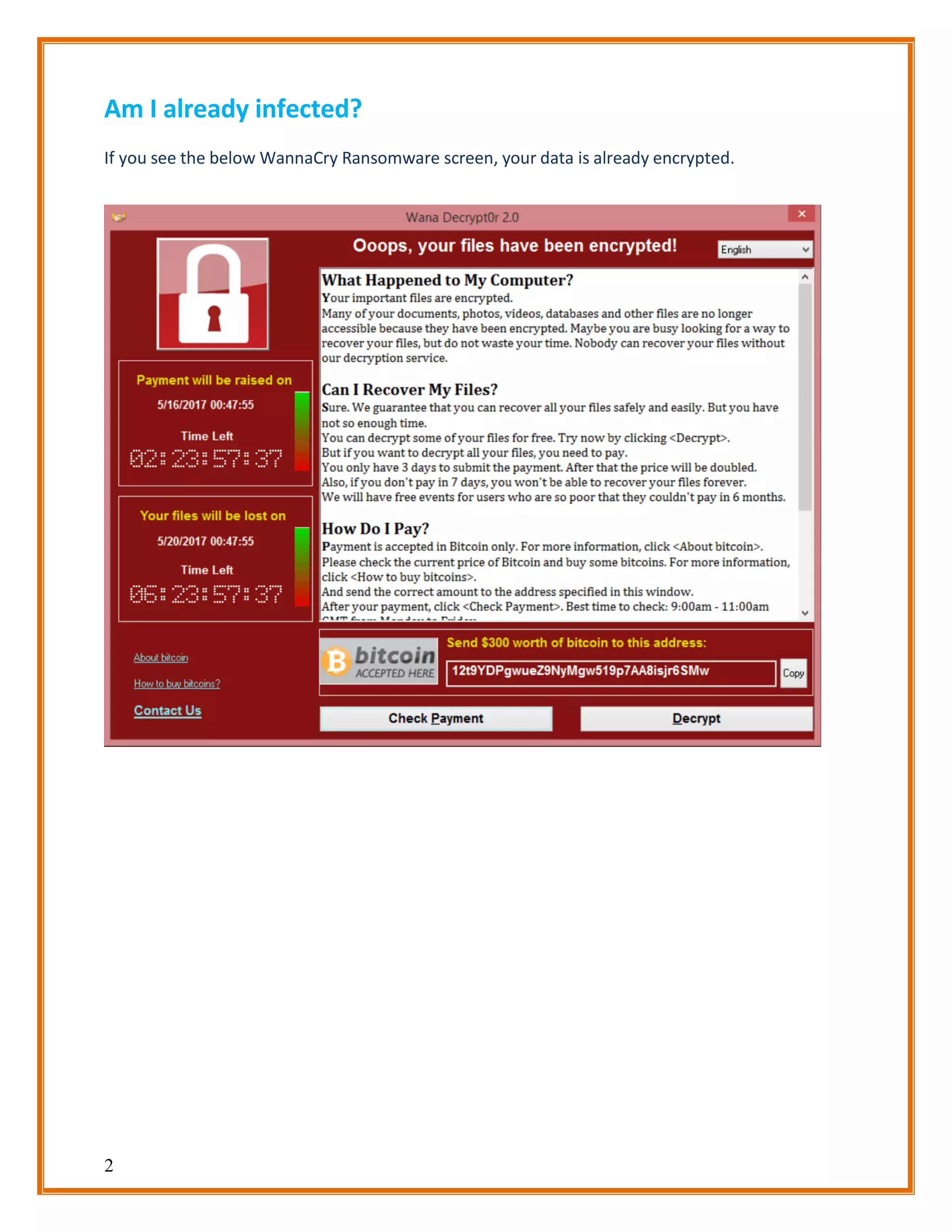 Wanna cry ransomware cyber security awareness | PDF