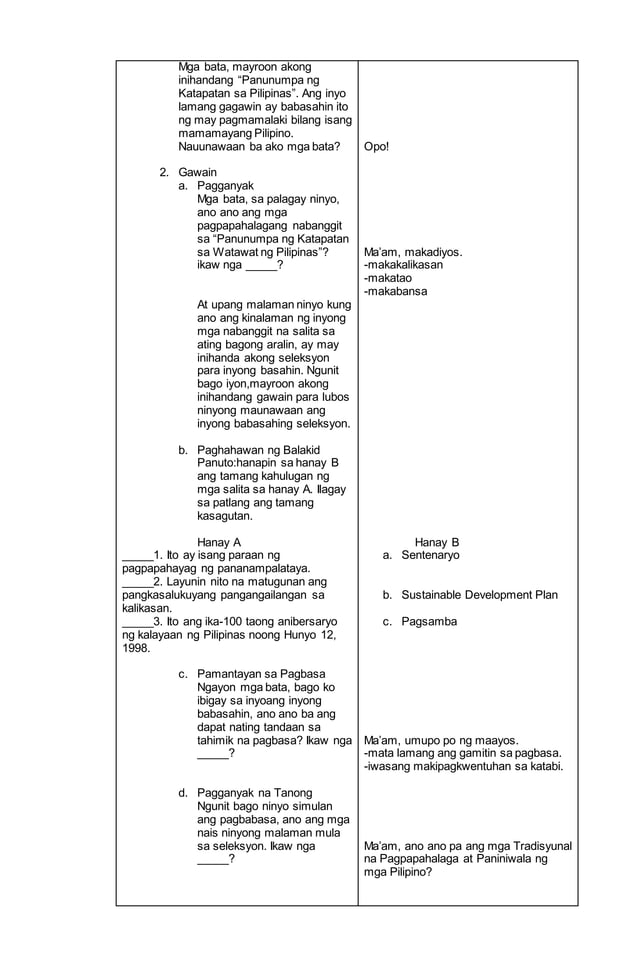 Lesson plan sa Hekasi