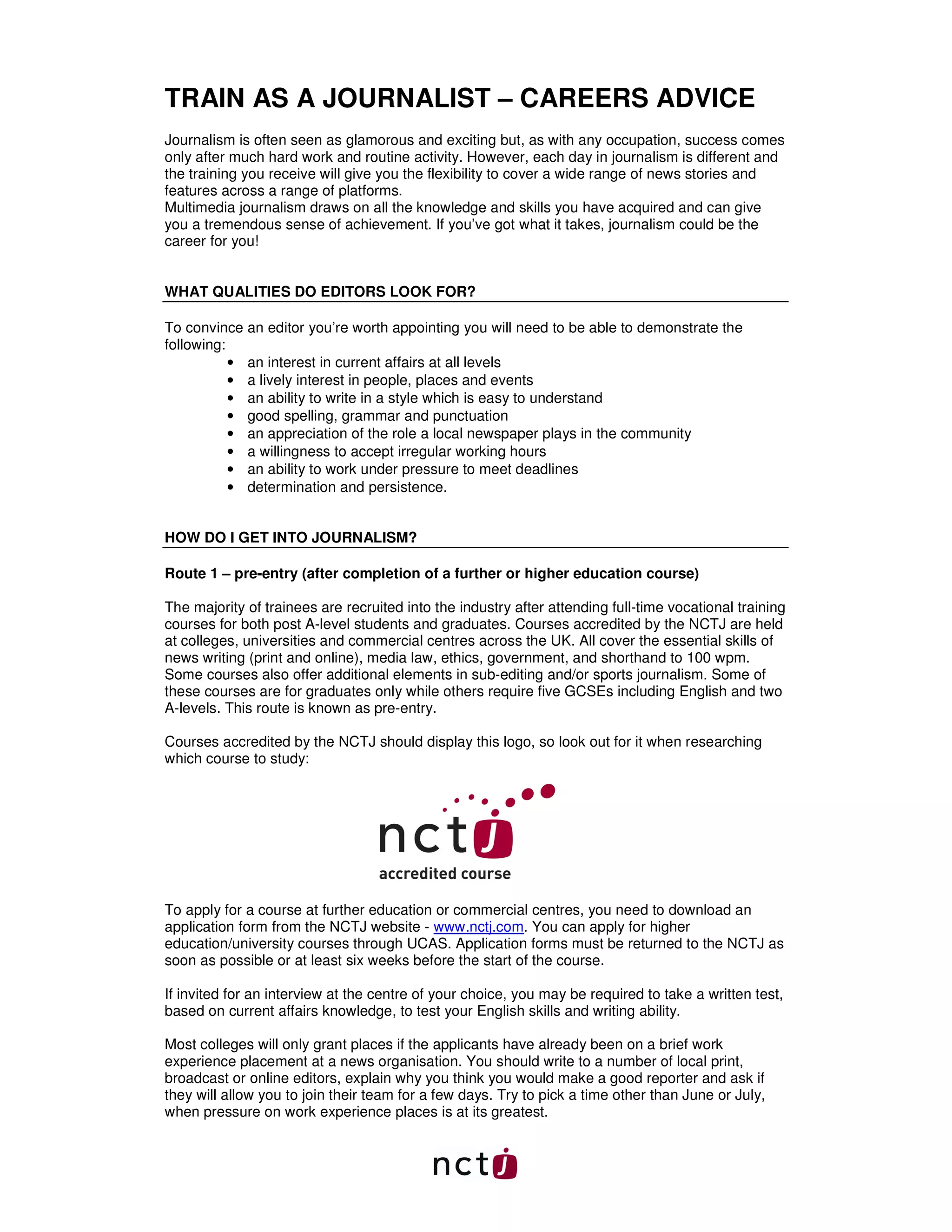 Want to be a journalist | PDF | Vocational Training | Careers