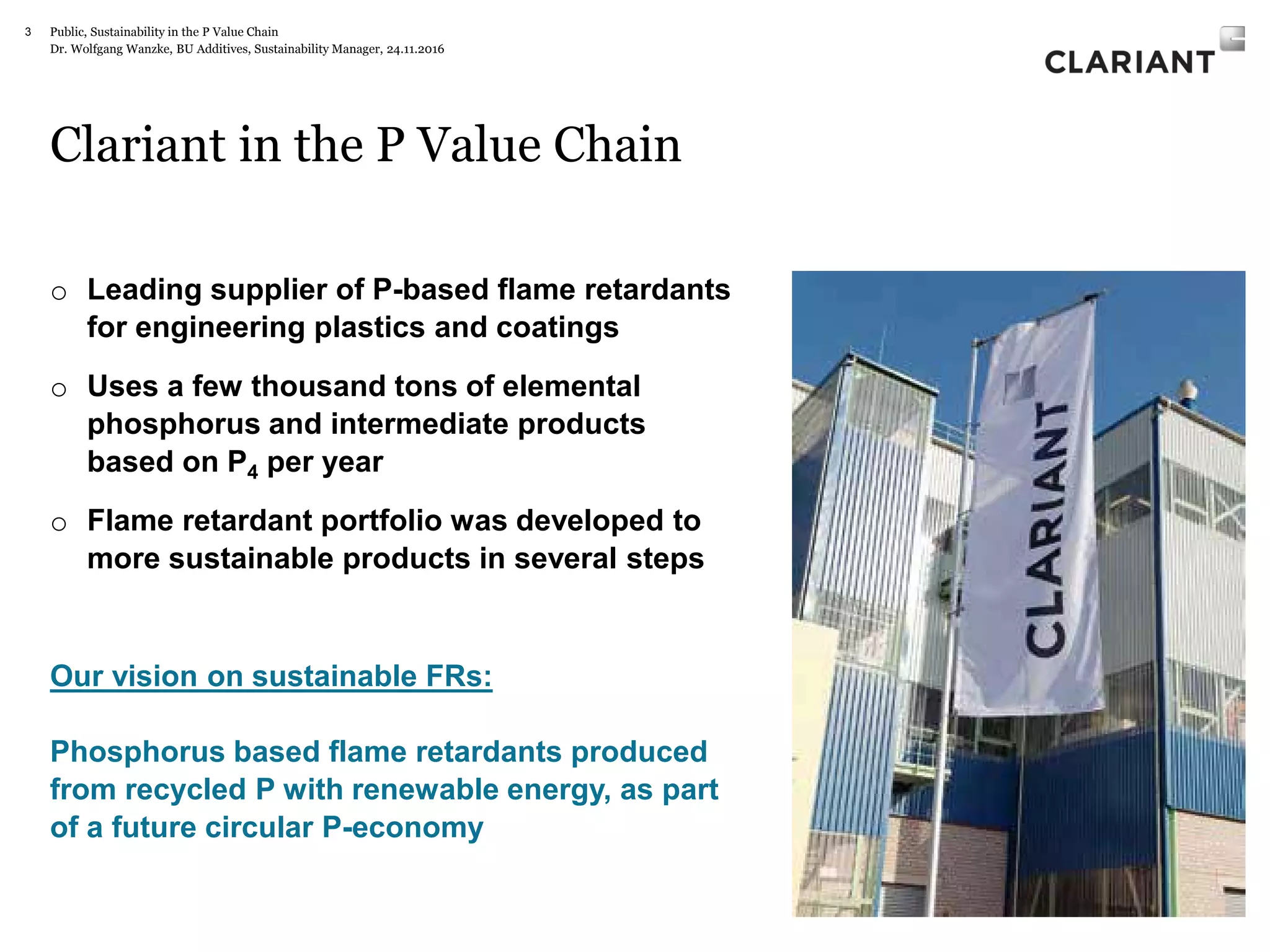 Wolfgang Wanzke – sustainability manager Clariant - Sustainability in ...