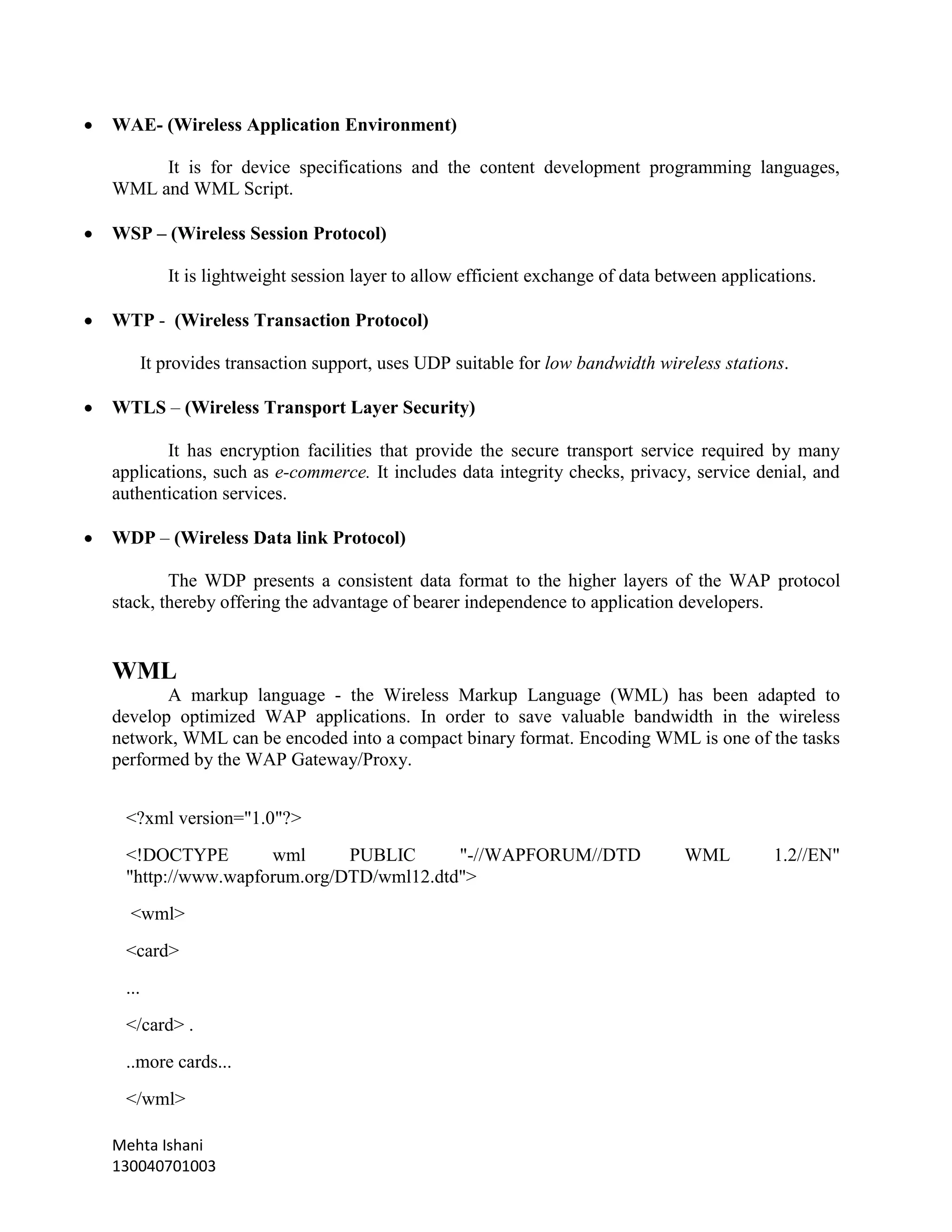 Wap architecture and wml script | PDF