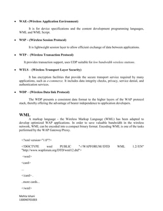 Wap architecture and wml script | PDF