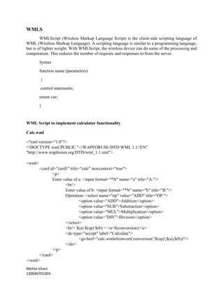 Wap architecture and wml script | PDF