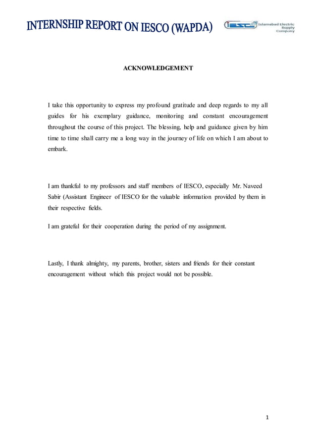 internship report on IESCO Wapda final project 2014 | DOCX | Business Accounting & Finance ...