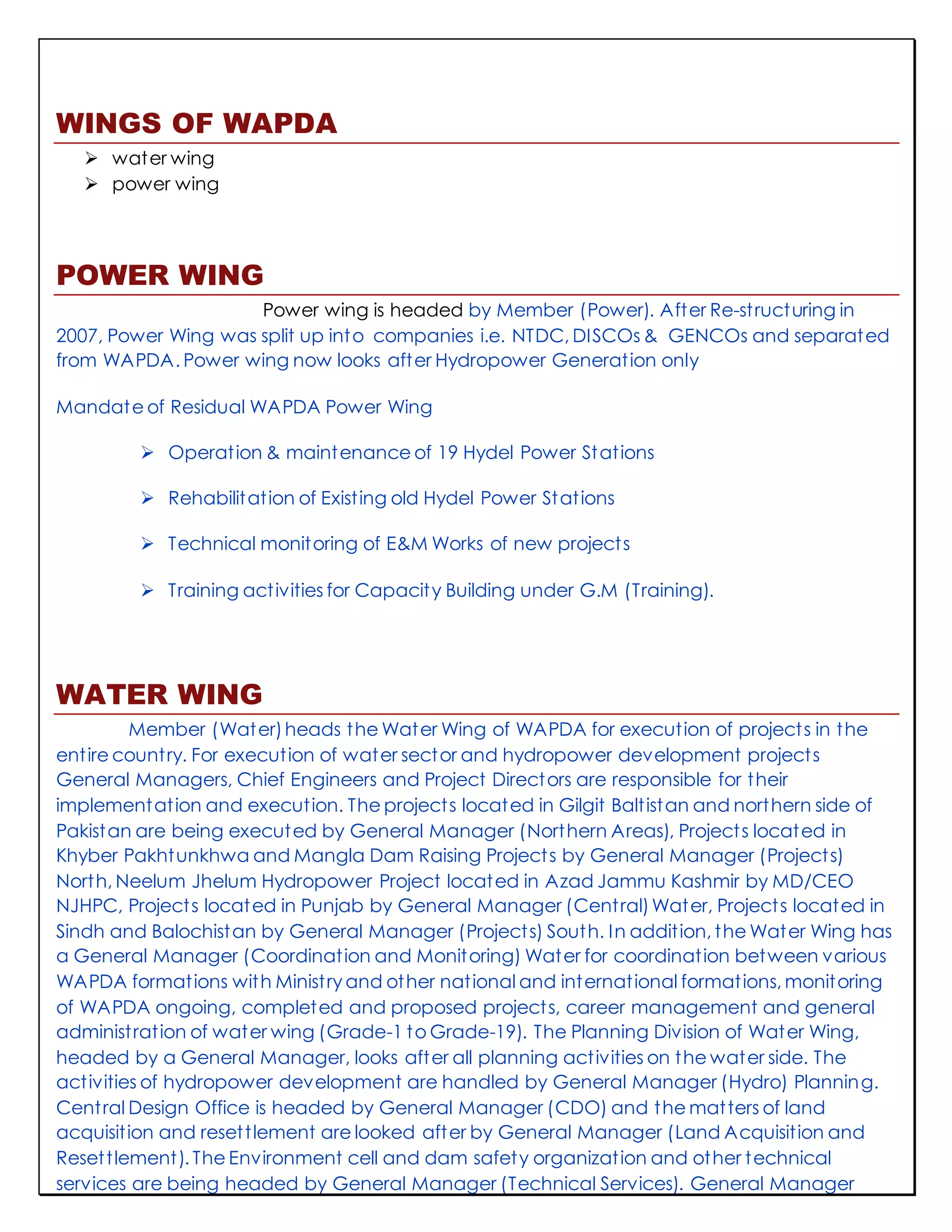 Wapda intership report by Manzar | DOCX