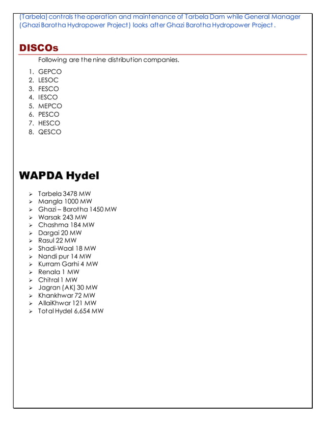 Wapda intership report by Manzar | DOCX