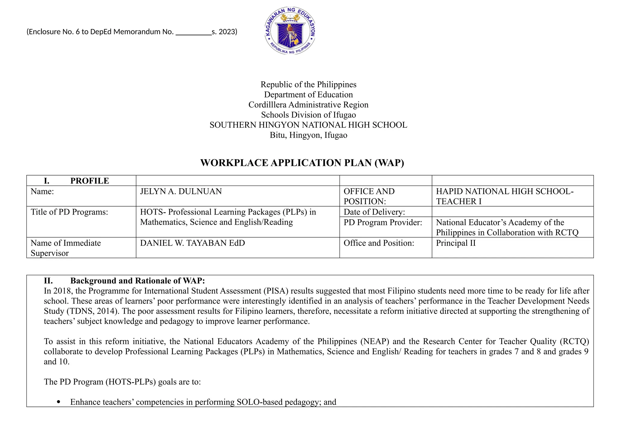 Workplace Action Plan in _English that is very useful in work | DOCX