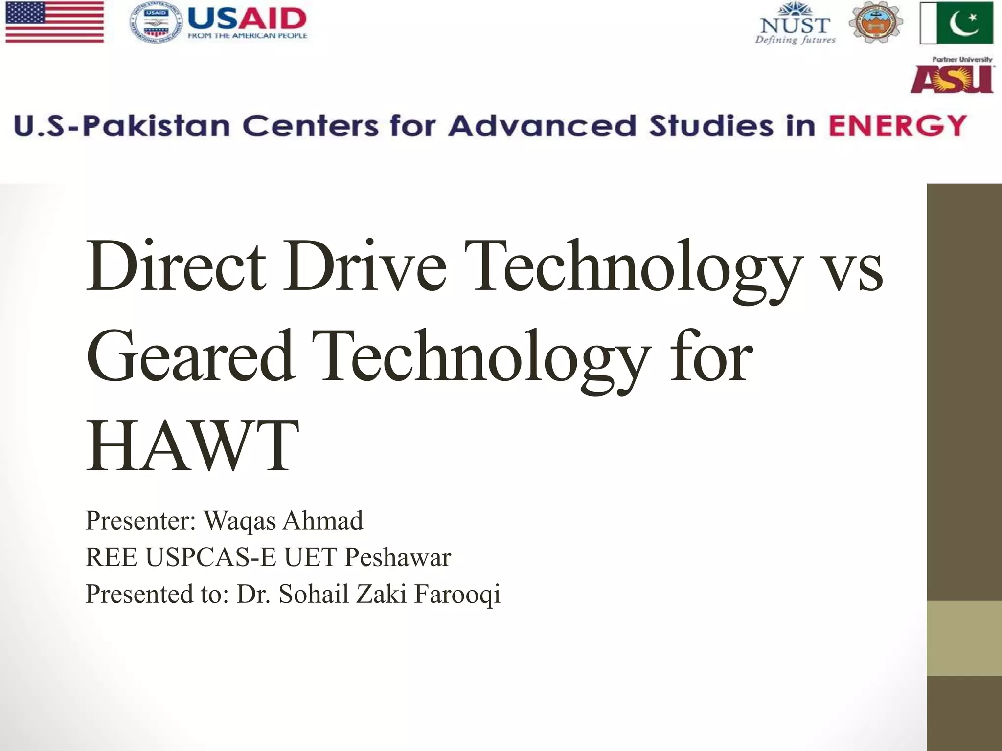 Direct drive vs Geared technology of HAWT | PPTX