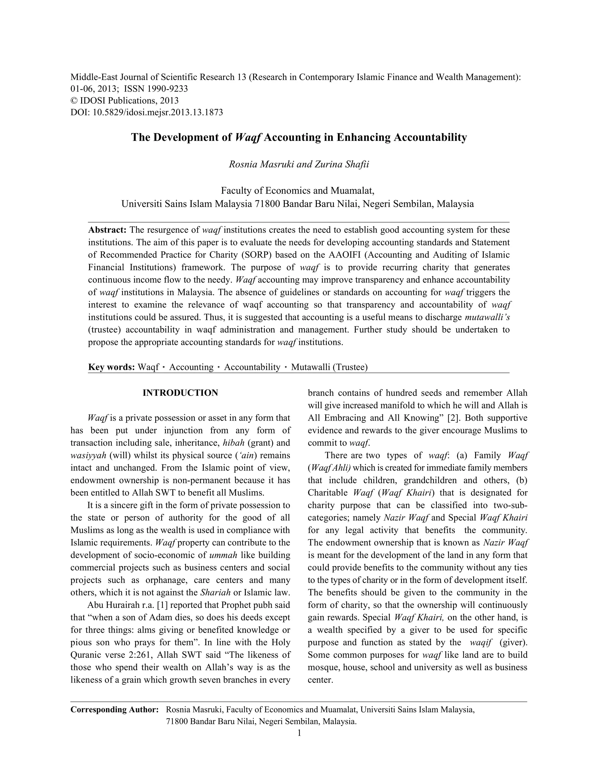 Waqf accounting | PDF