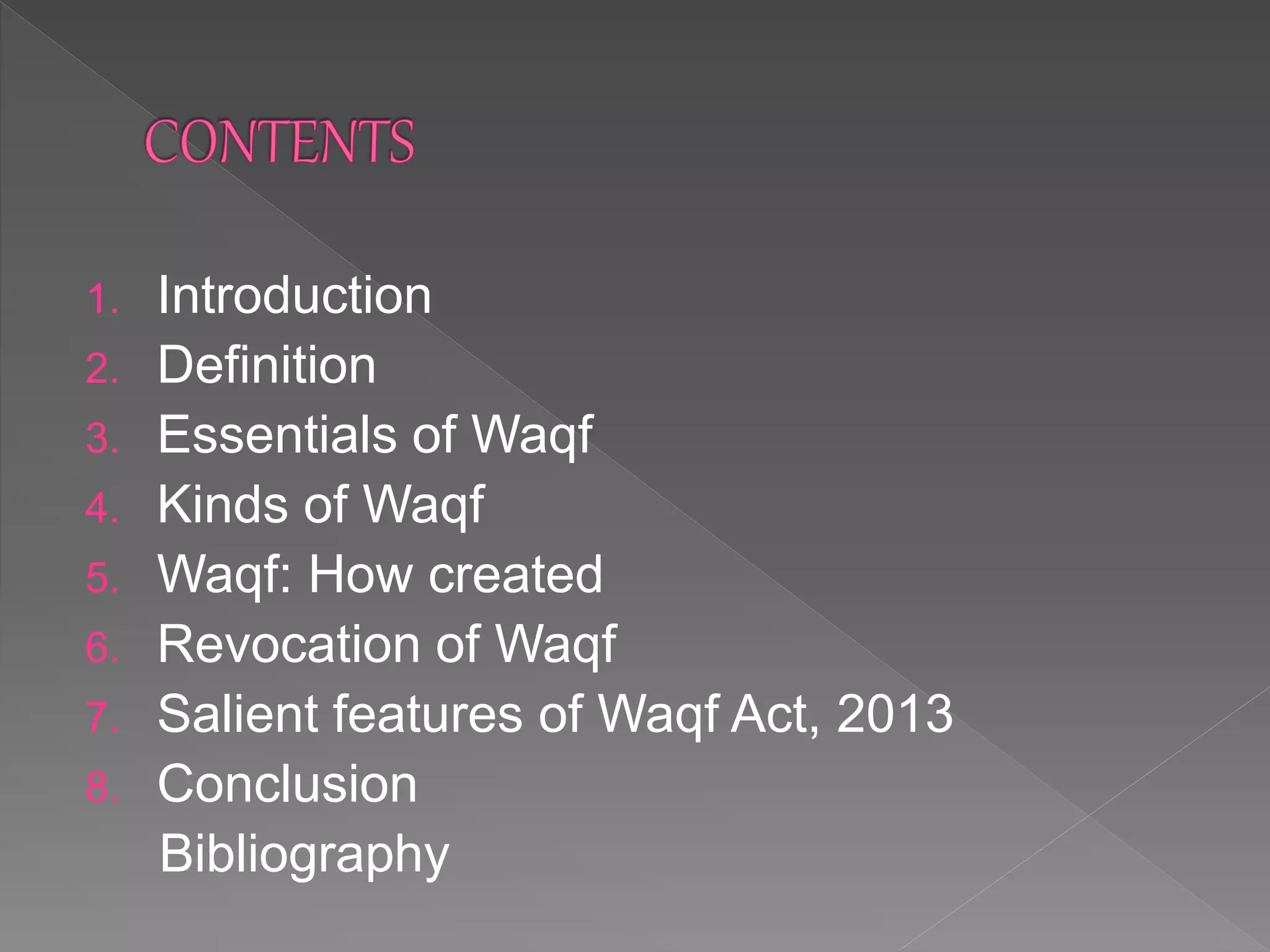 Waqf muslim law (mohammedan law) ppt | PPTX