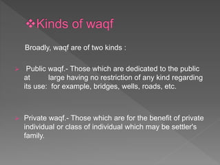 Waqf muslim law (mohammedan law) ppt | PPTX