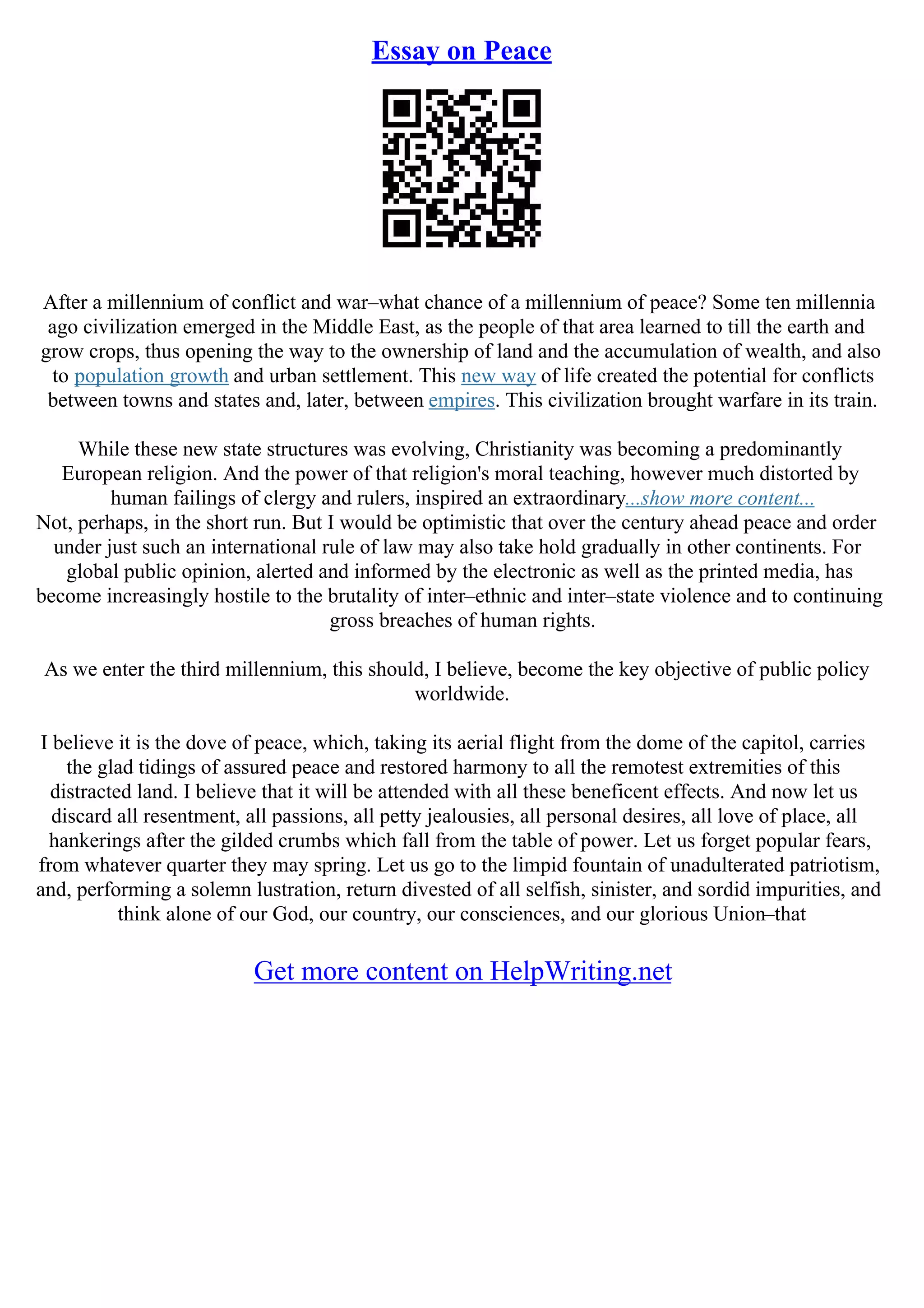 War And Peace Essay | PDF