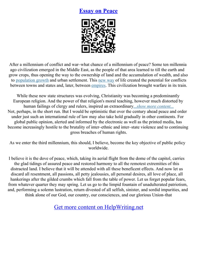 War And Peace Essay | PDF