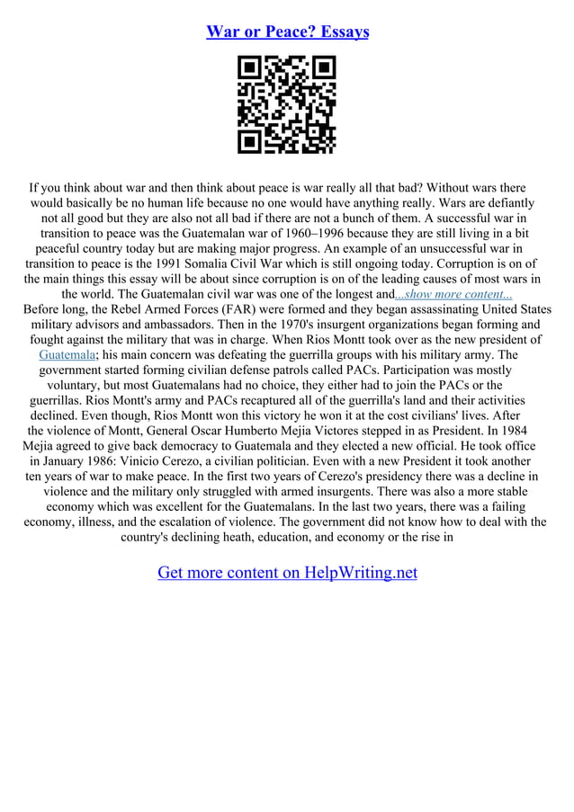 War And Peace Essay | PDF