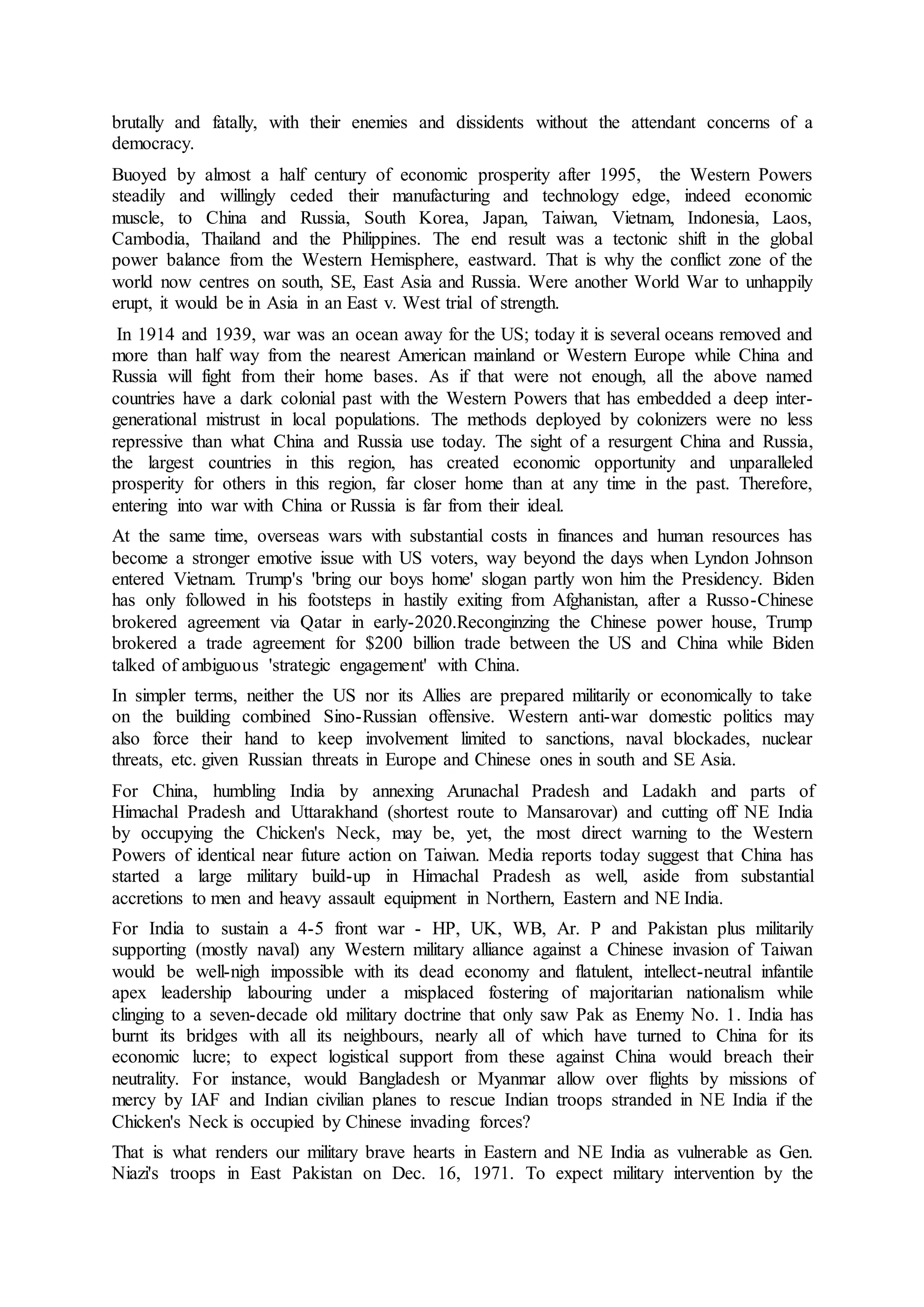 War Clouds gather on India's horizon | DOCX