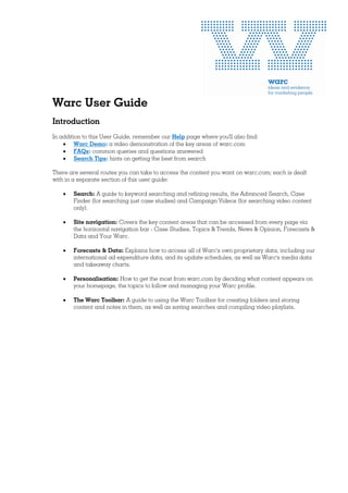 Warc userguide for business users | PDF
