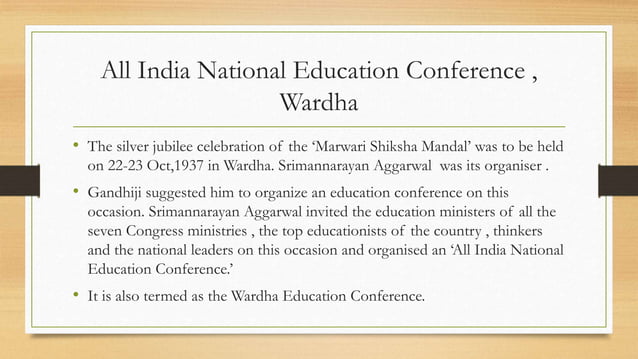 Wardha Scheme of Basic Education : 1937. | PPTX | Primary Education ...