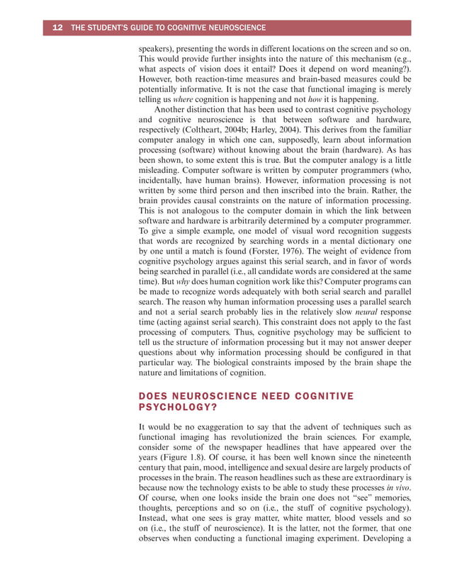 Ward, J. (2020). The Student's Guide to Cognitive Neuroscience.pdf | Educational Assessment ...