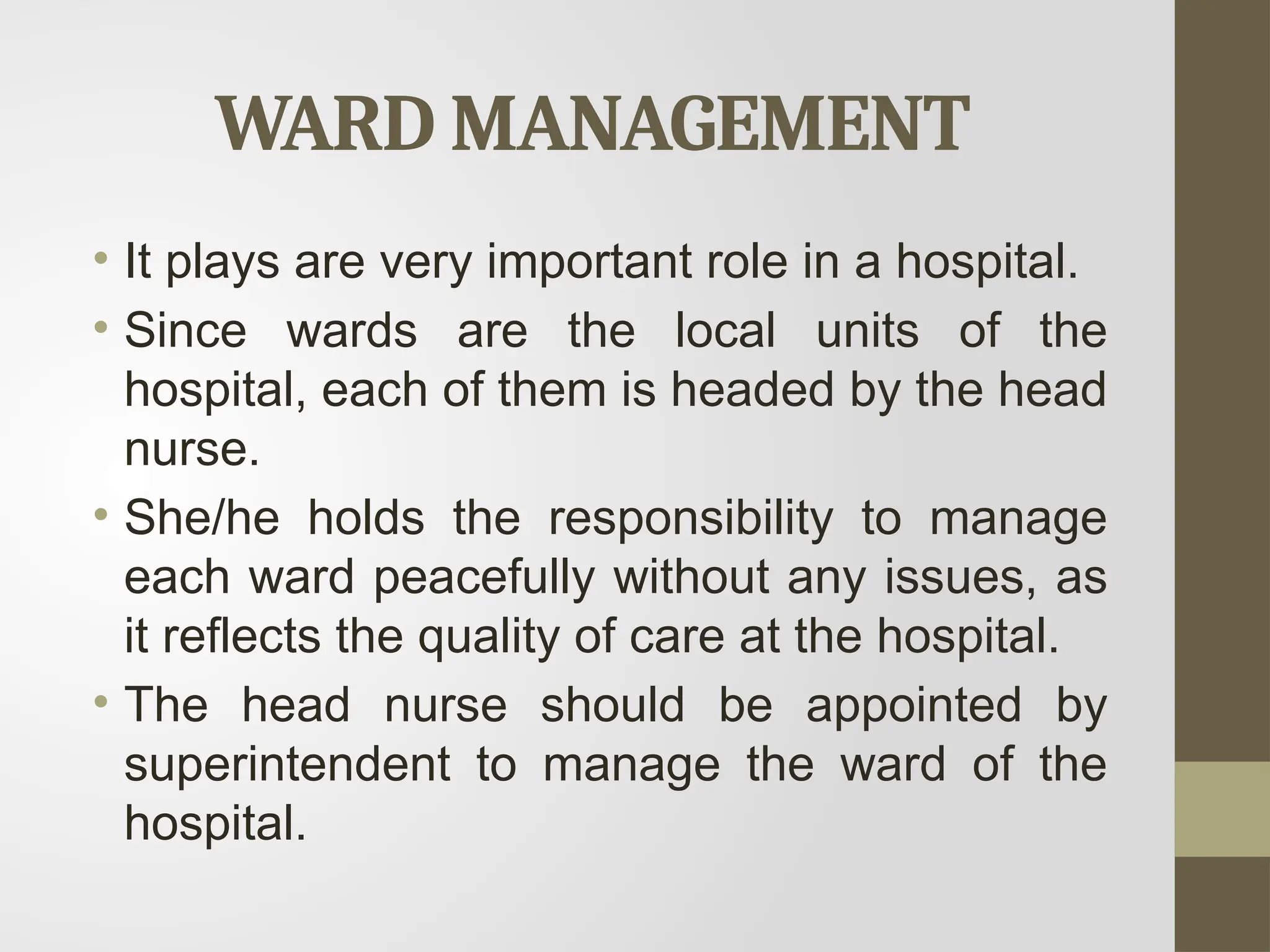 Ward Management.pptx-in the hospitals and community | PPTX