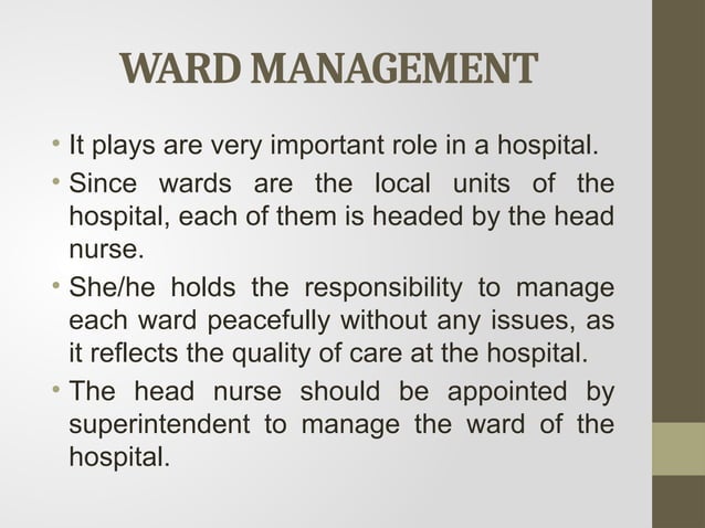 Ward Management.pptx-in the hospitals and community | PPTX
