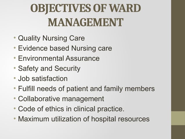 Ward Management.pptx-in the hospitals and community | PPTX