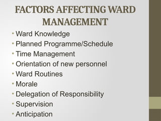Ward Management.pptx-in the hospitals and community | PPTX