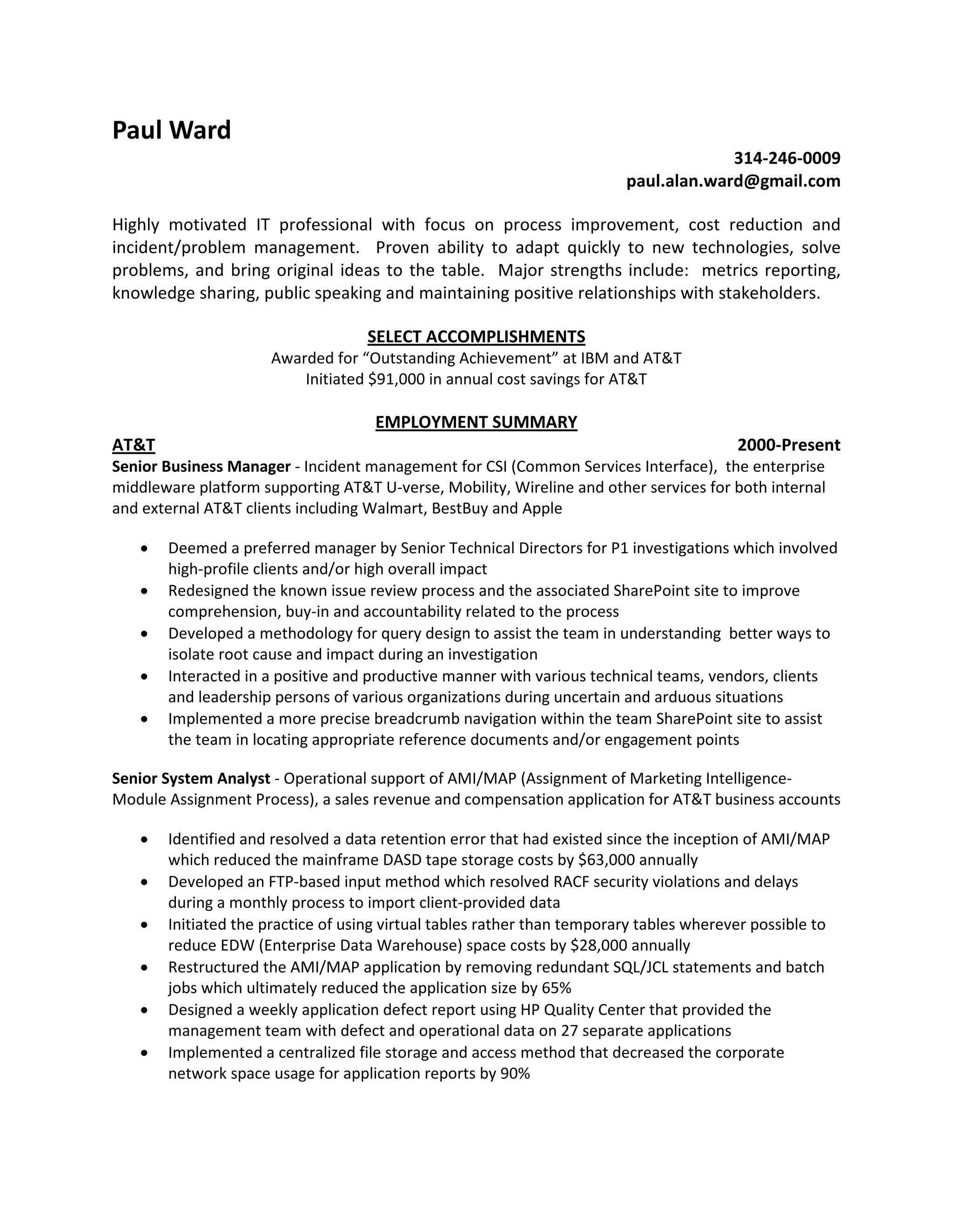 Ward, Paul Resume | PDF