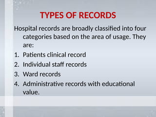 Ward Record in the hospital settings pptx | PPTX