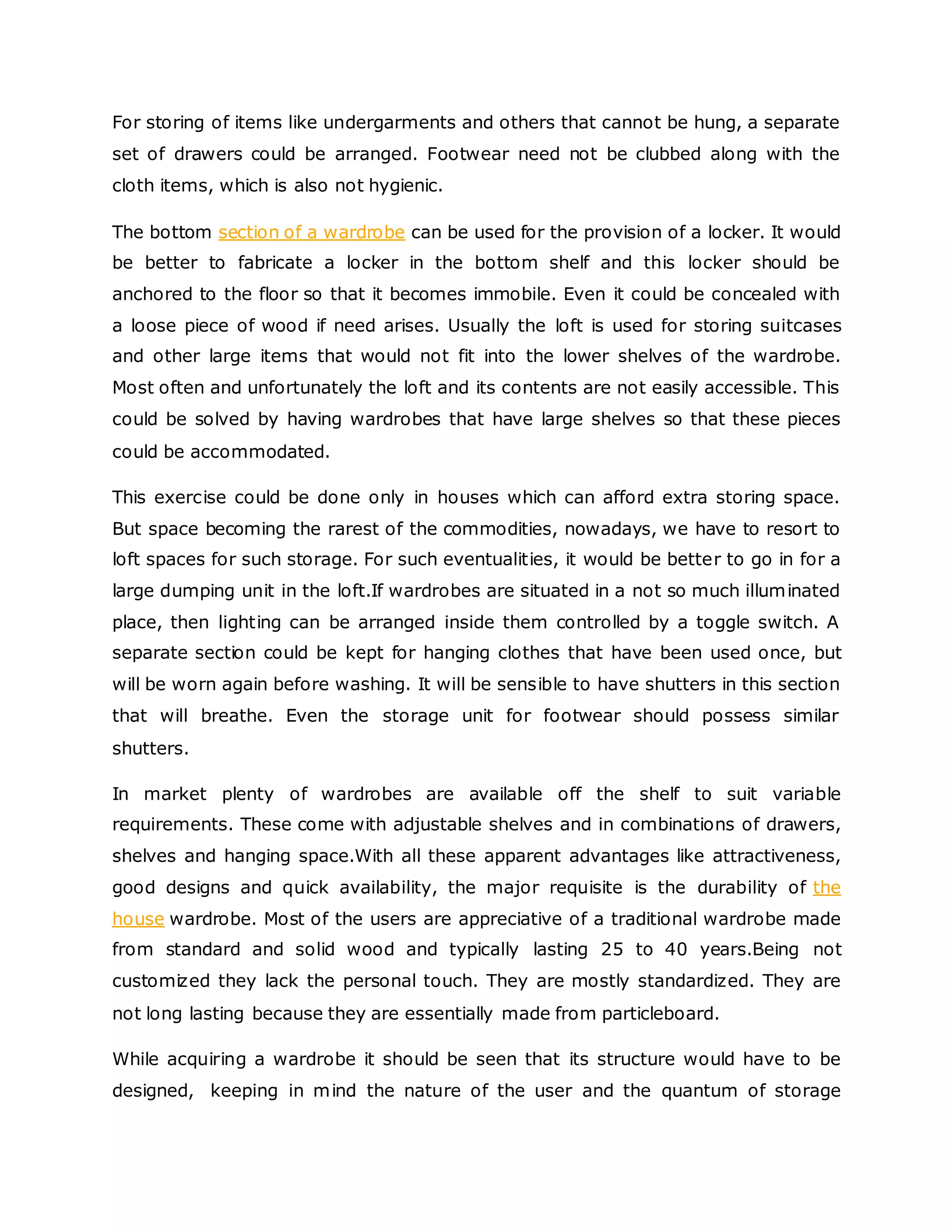 Wardrobe selections | DOCX