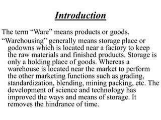 WAREHOUSING | PPTX | Logistics | Business