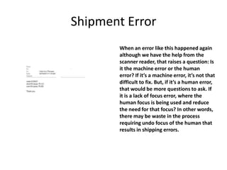 Observation of the wastes in shipping and receiving - Continuous ...