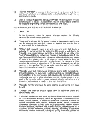 WAREHOUSE AGREEMENT | PDF