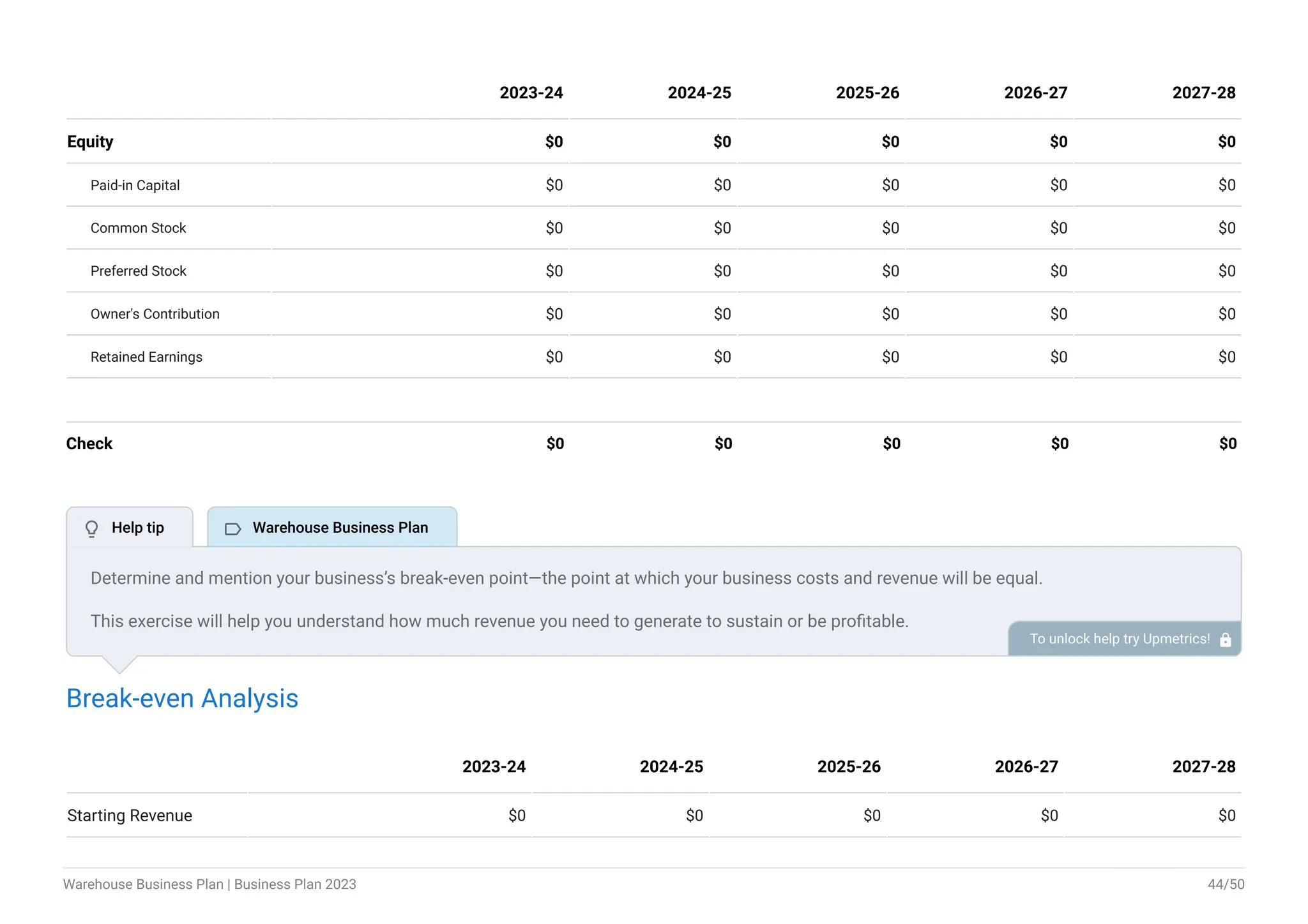 Warehouse Business Plan Example | Upmetrics | PDF