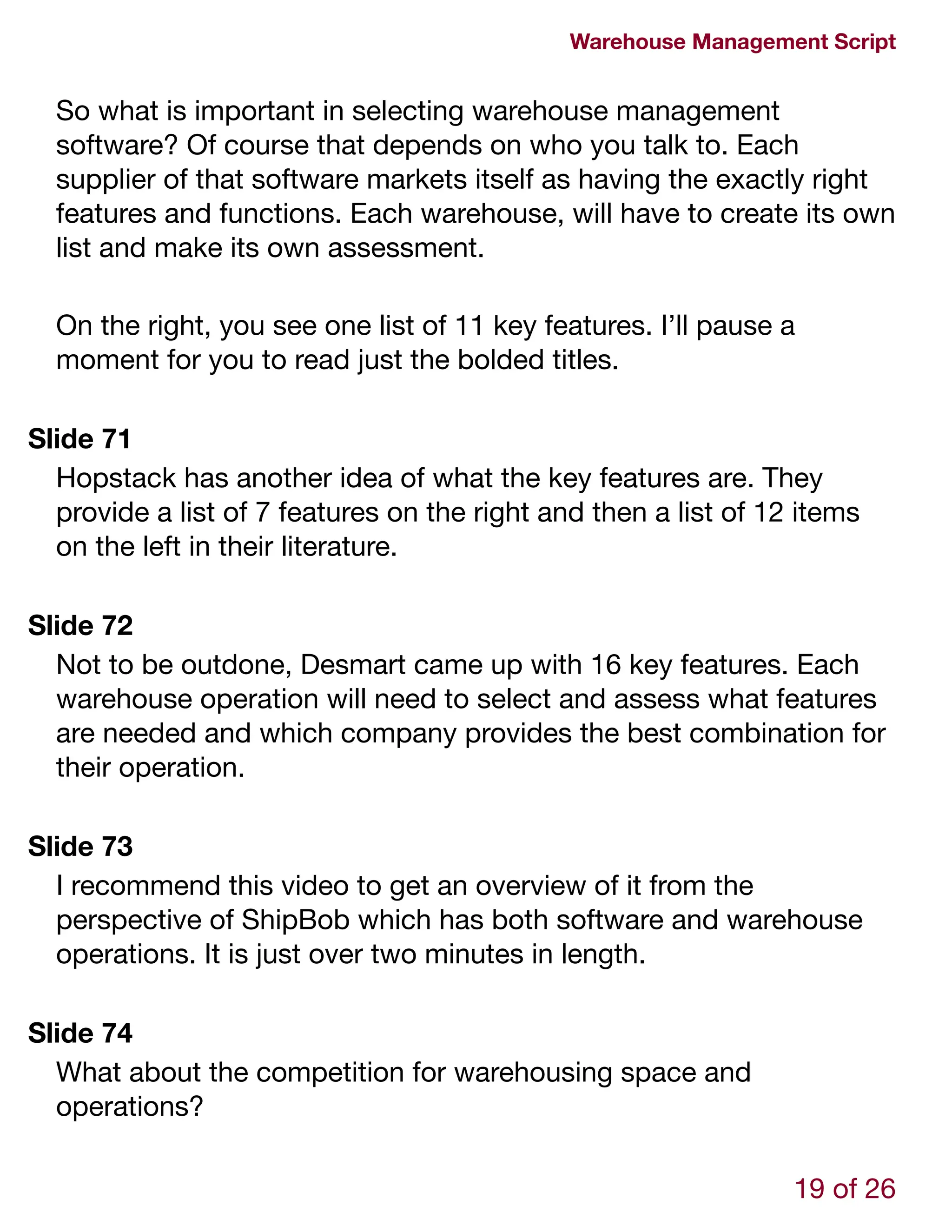 Warehoused Management Script NonProprietary.pdf