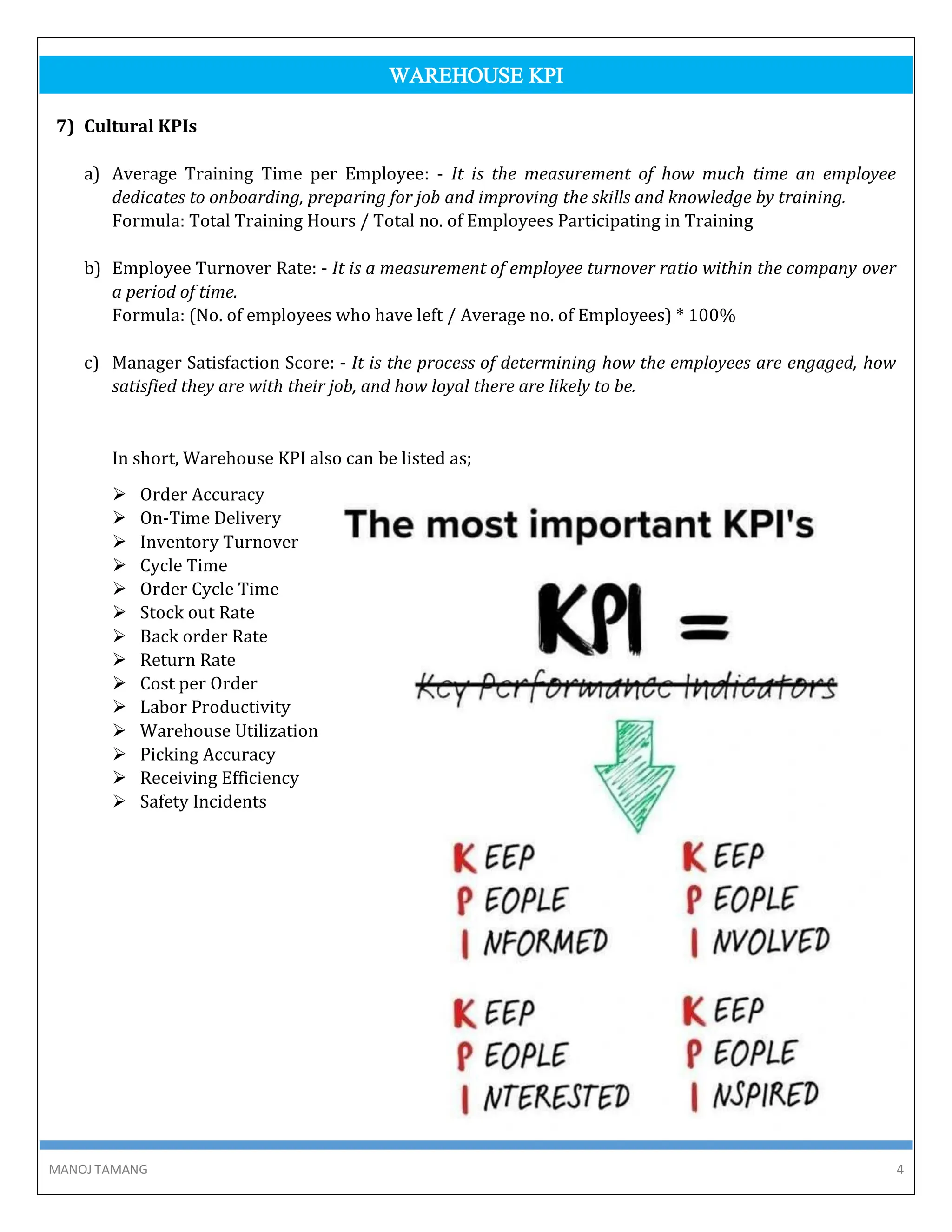 Warehouse KPIs - Mastering warehouse efficiency | PDF