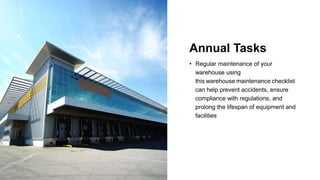 Warehouse Maintenance Checklist eAuditor Audits & Inspections | PPTX