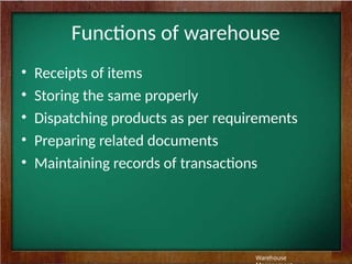 warehouse management system in supply chain | PPT