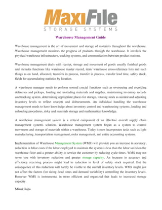 Warehouse management guide | PDF