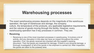 Warehouse operations.pptx how warehouse works | PPTX | Logistics and ...