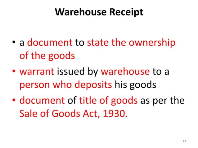 Warehouse Receipt and Collateral Management | PPTX
