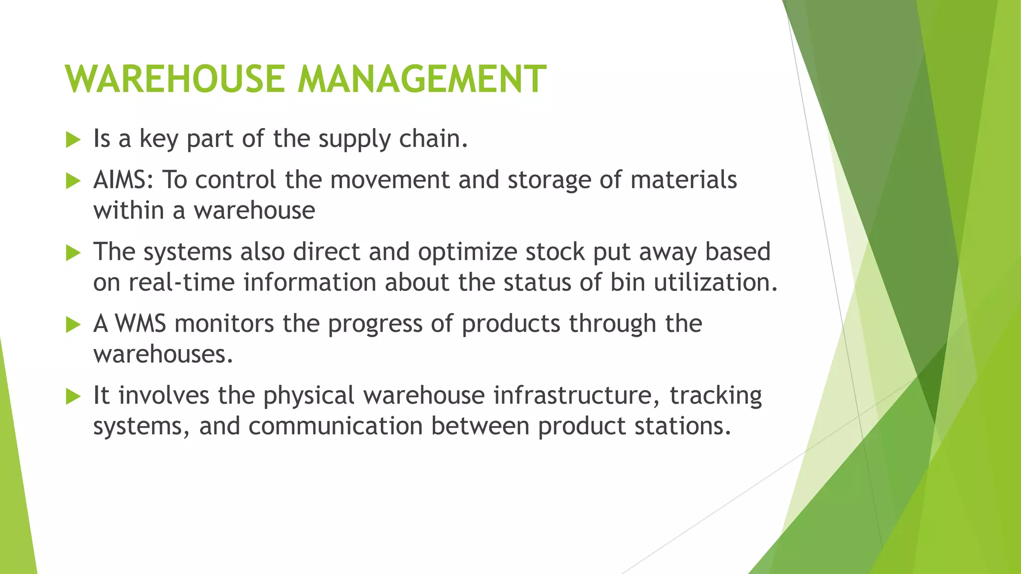 WAREHOUSING AND STORAGE IN SUPPLY CHAIN MANAGEMENT | PPTX