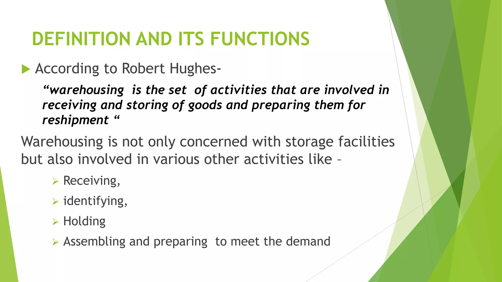 WAREHOUSING AND STORAGE IN SUPPLY CHAIN MANAGEMENT | PPTX