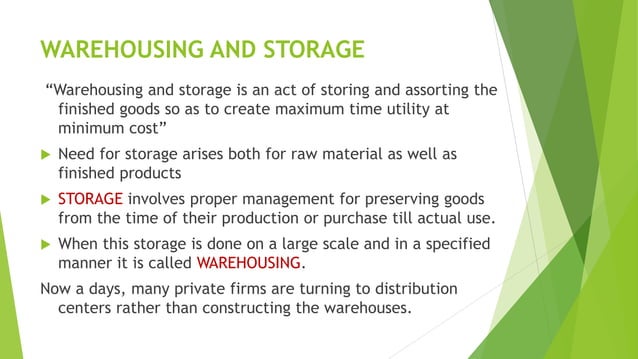 WAREHOUSING AND STORAGE IN SUPPLY CHAIN MANAGEMENT | PPTX