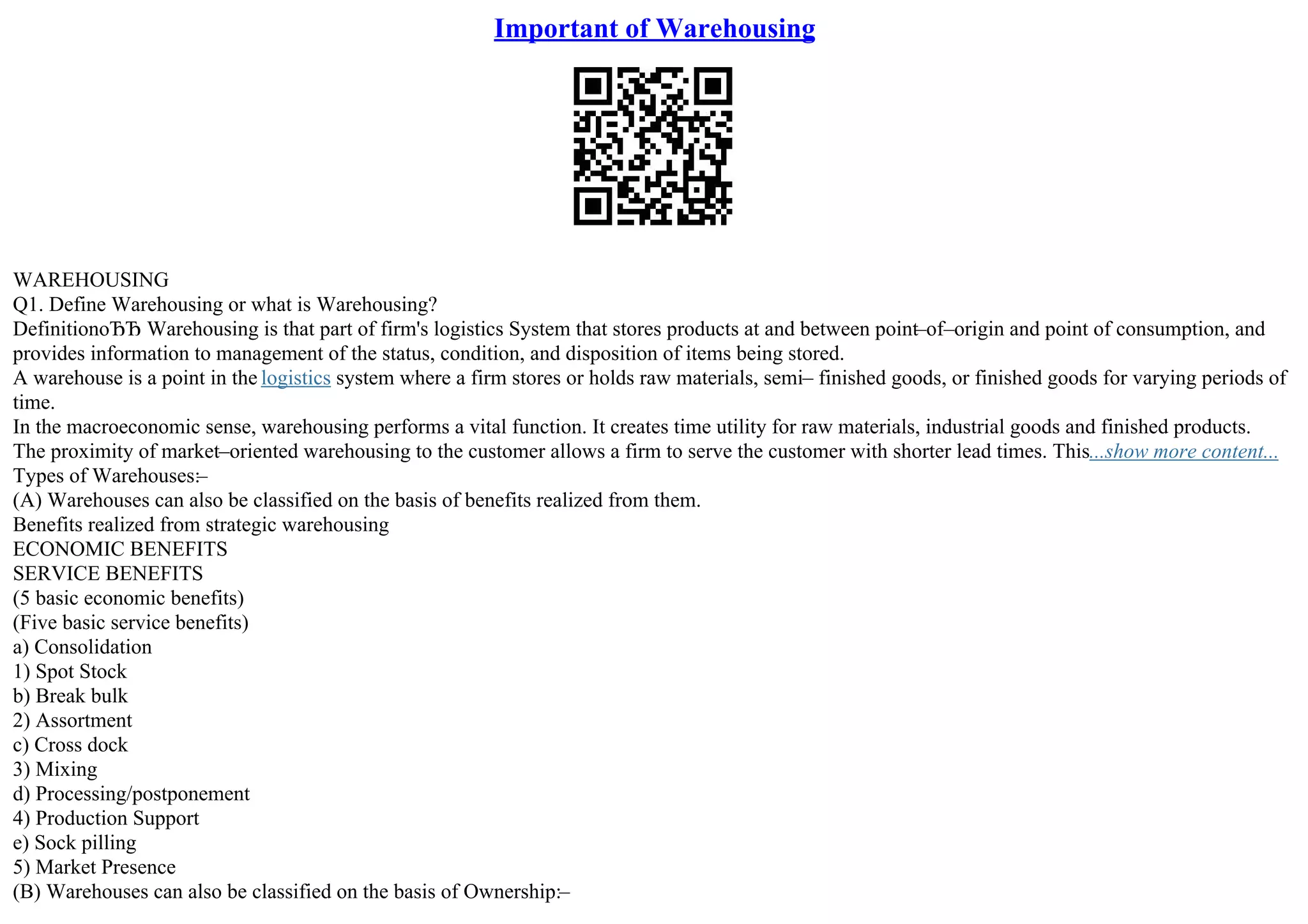 Warehousing Case Study | PDF