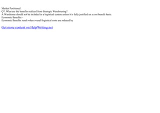 Warehousing Case Study | PPT