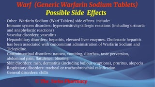 Warf (Generic Warfarin Sodium Tablets) | PPT