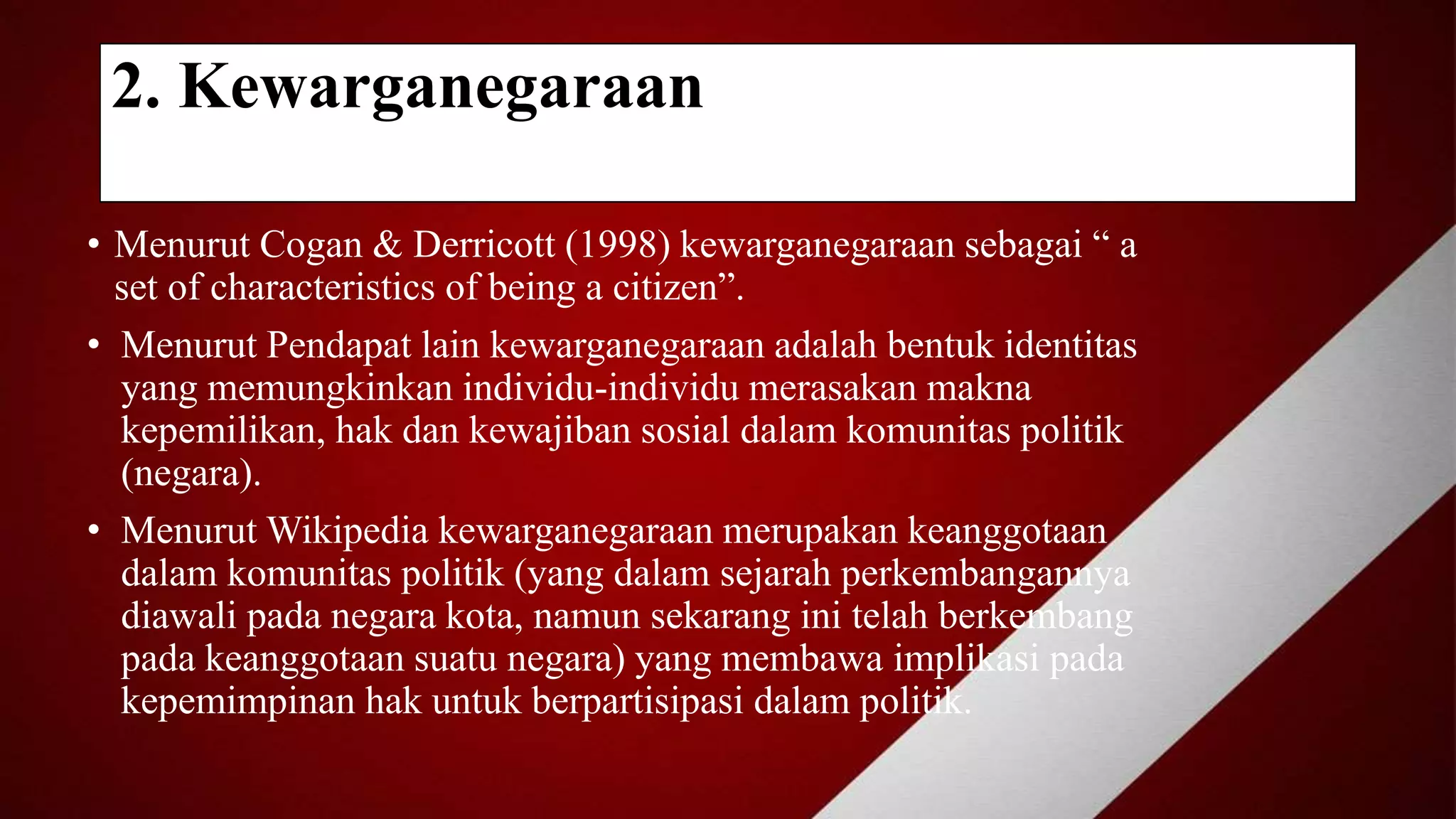 Warga Negara & kewarganegaraan: Kedudukan warga Negara dalam Negara | PPTX