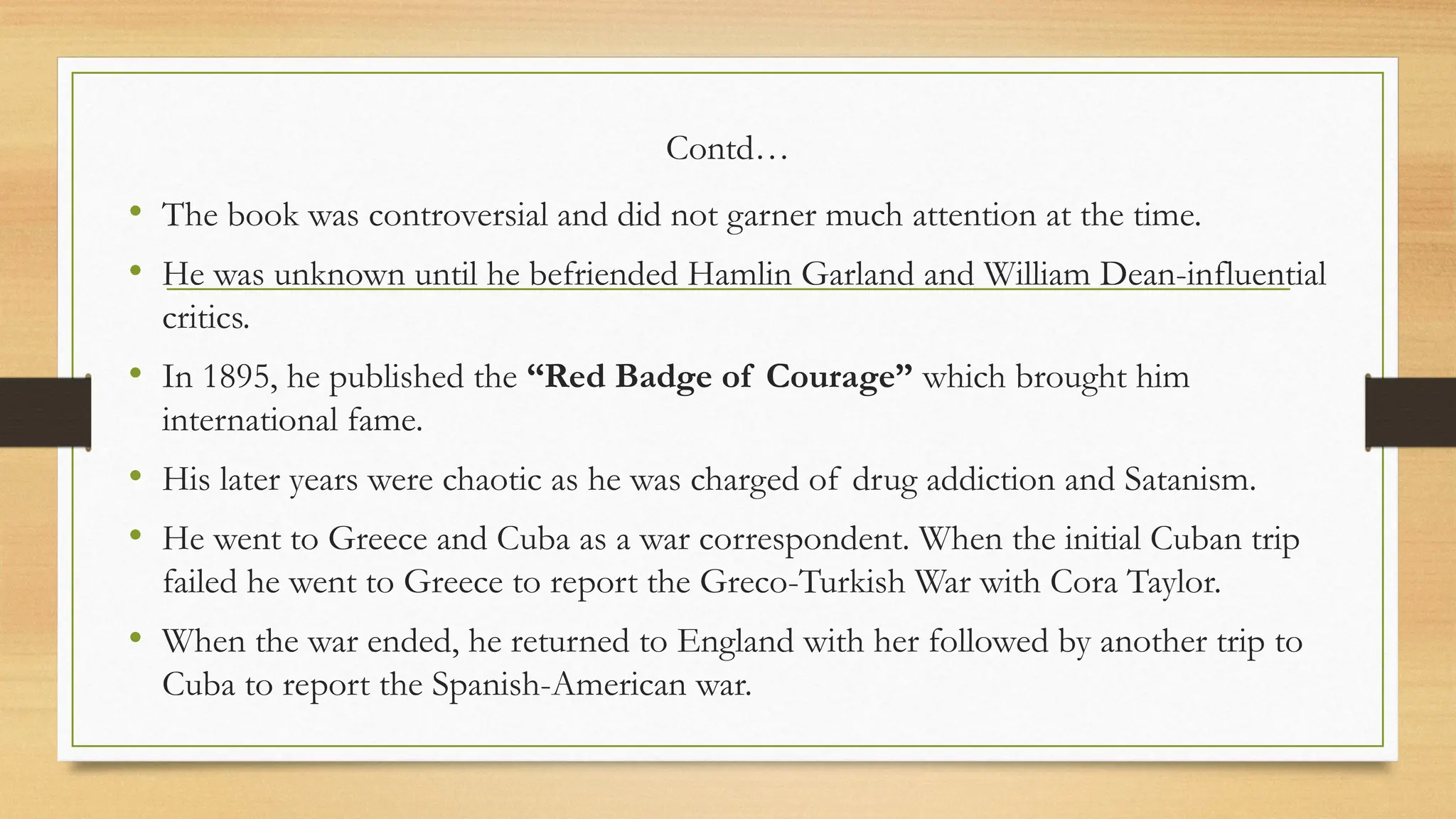 WAR IS KIND by Stephen crane, Background Biography | PPTX