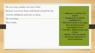 WAR IS KIND by Stephen crane, Background Biography | PPTX